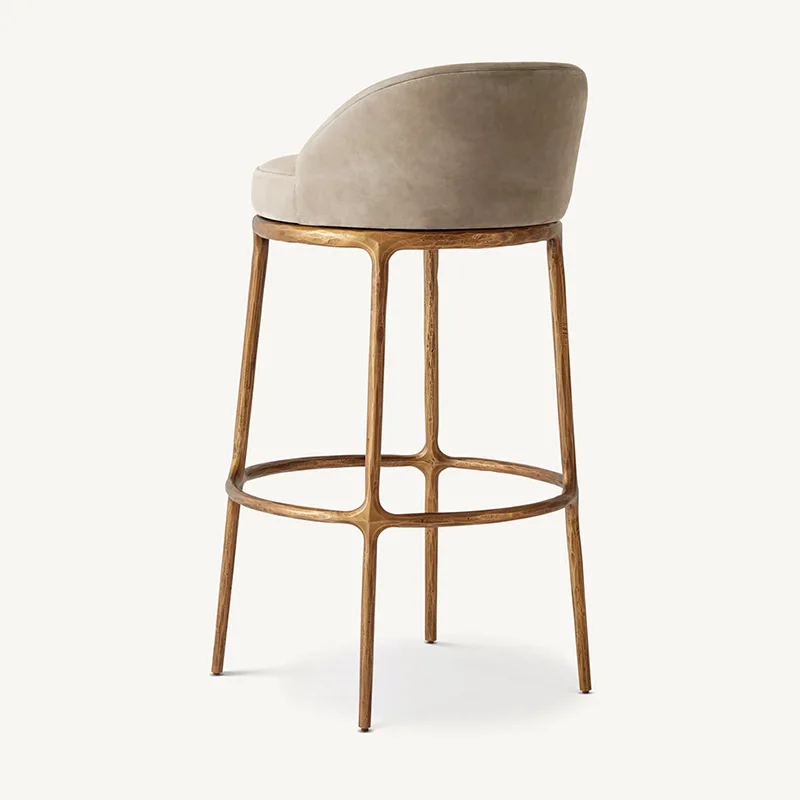 THADDEUS Hand Forged Swivel Golden Brass Metal Frame Stool