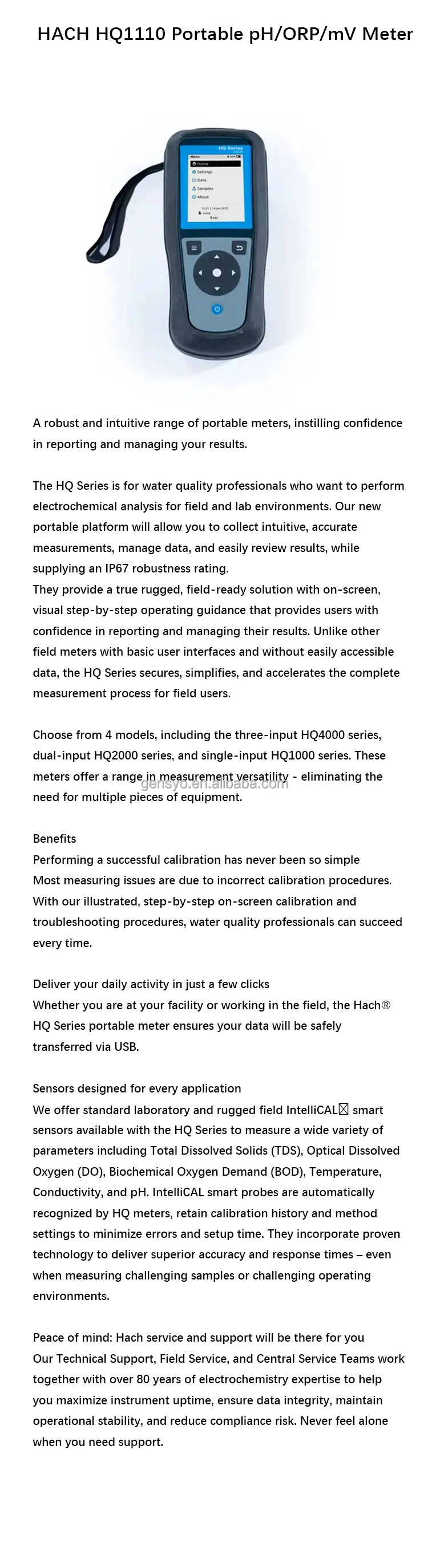 Hach Hq1110 Portable Ph/orp/mv Meter - Buy Hach Hq1110 Portable Ph/orp ...