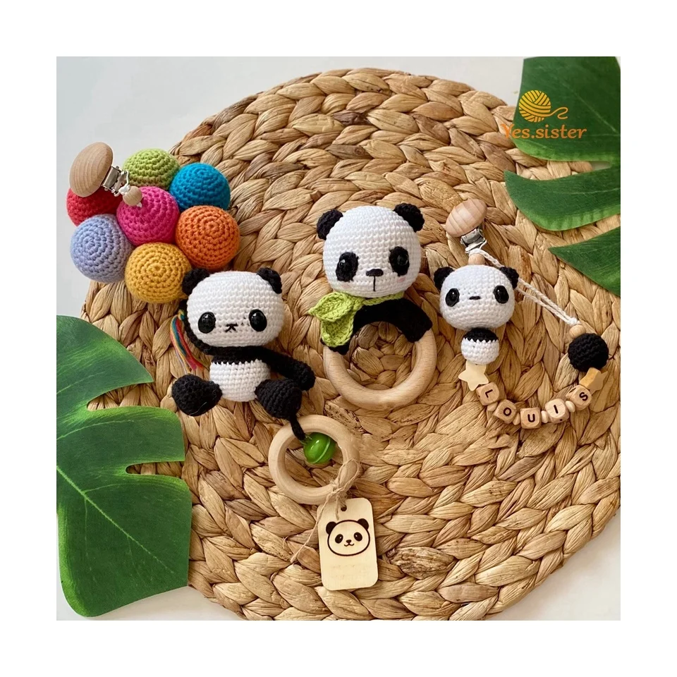 Crochet Doll Amigurumi Soft Plush Wood Wooden Baby Teether Animal Baby ...