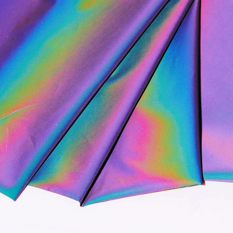 Reflective Iridescence - Colorful Space PU Leather Fabric