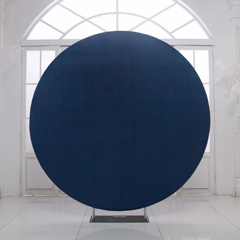 Light Blue Round Velvet Backdrop with Stand - Perfect for Parties