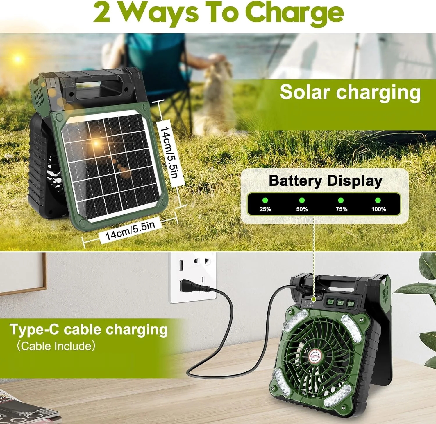 Emergency Power Bank with LED Lantern and Solar Fan
