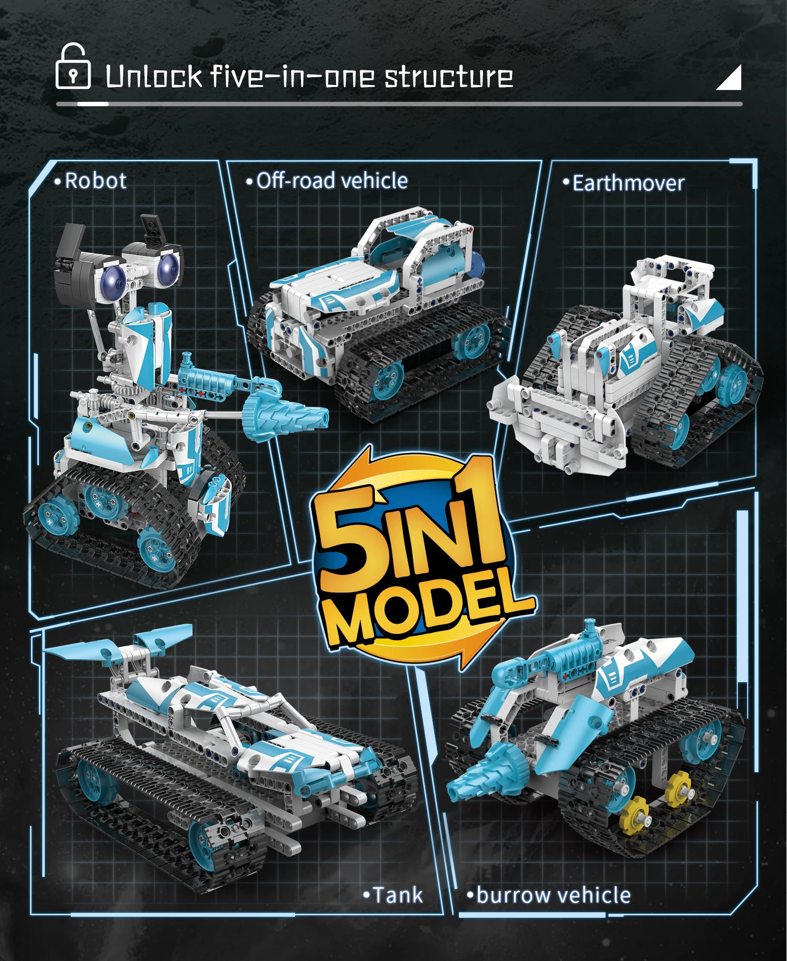 5 in 1 APP Control Robot Building Block Toys - Educational DIY