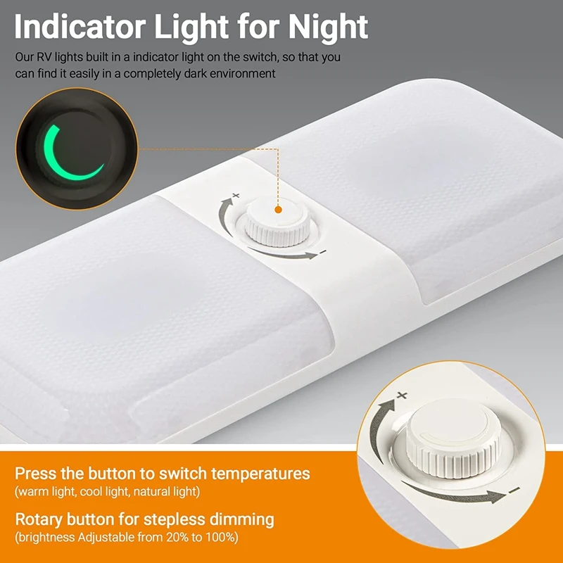 12V LED RV Lights Interior 3 Color Camper Lights Dimmable Caravan ...