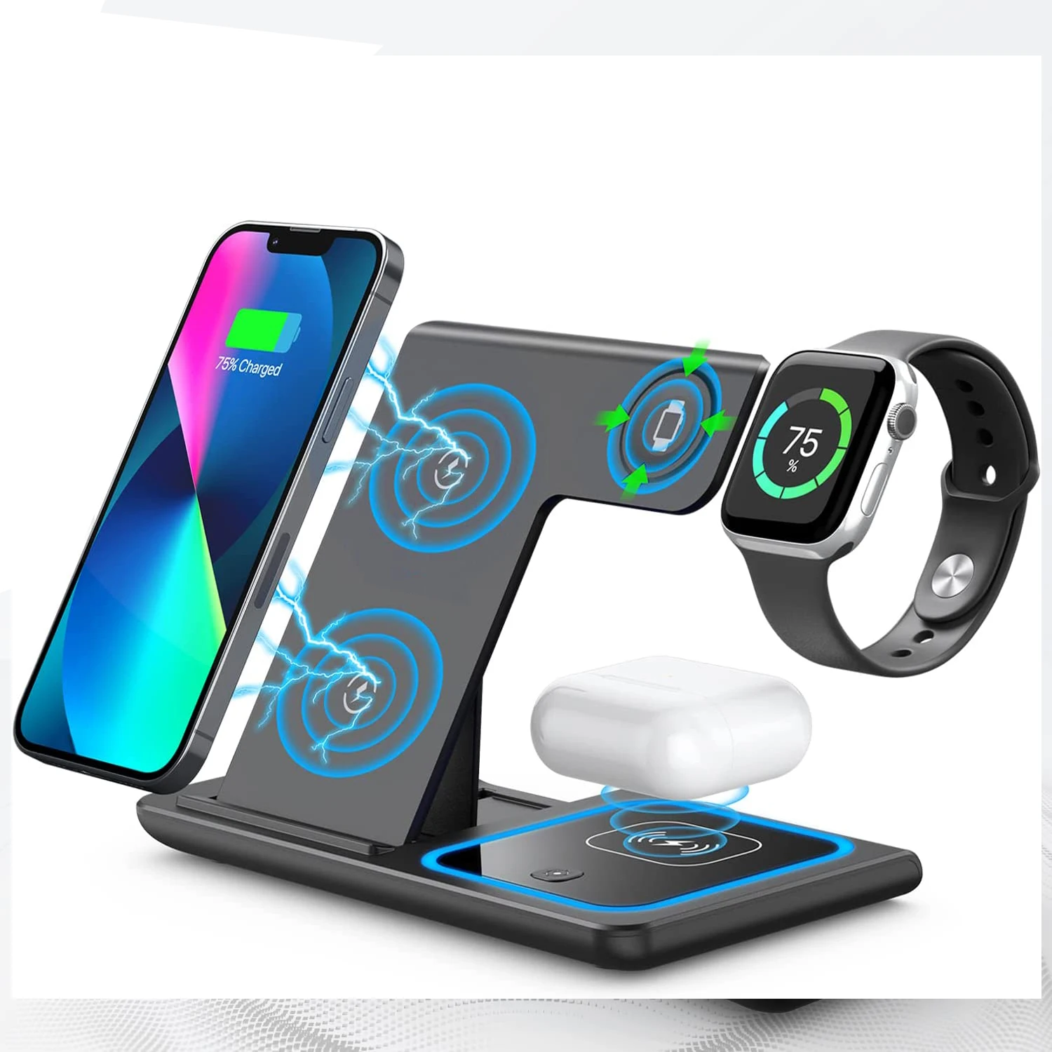 Multifunctional Wireless Charger 15w Fast 3 In 1 Qi Charging Desktop ...