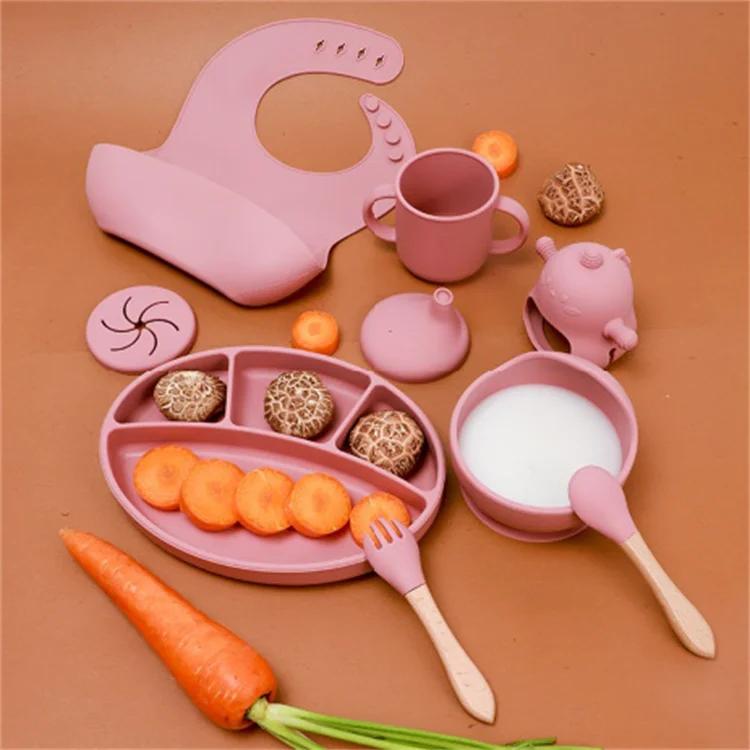 Wholesale Food Grade Silicone Tableware Training Feed Dinner Kids Cute ...
