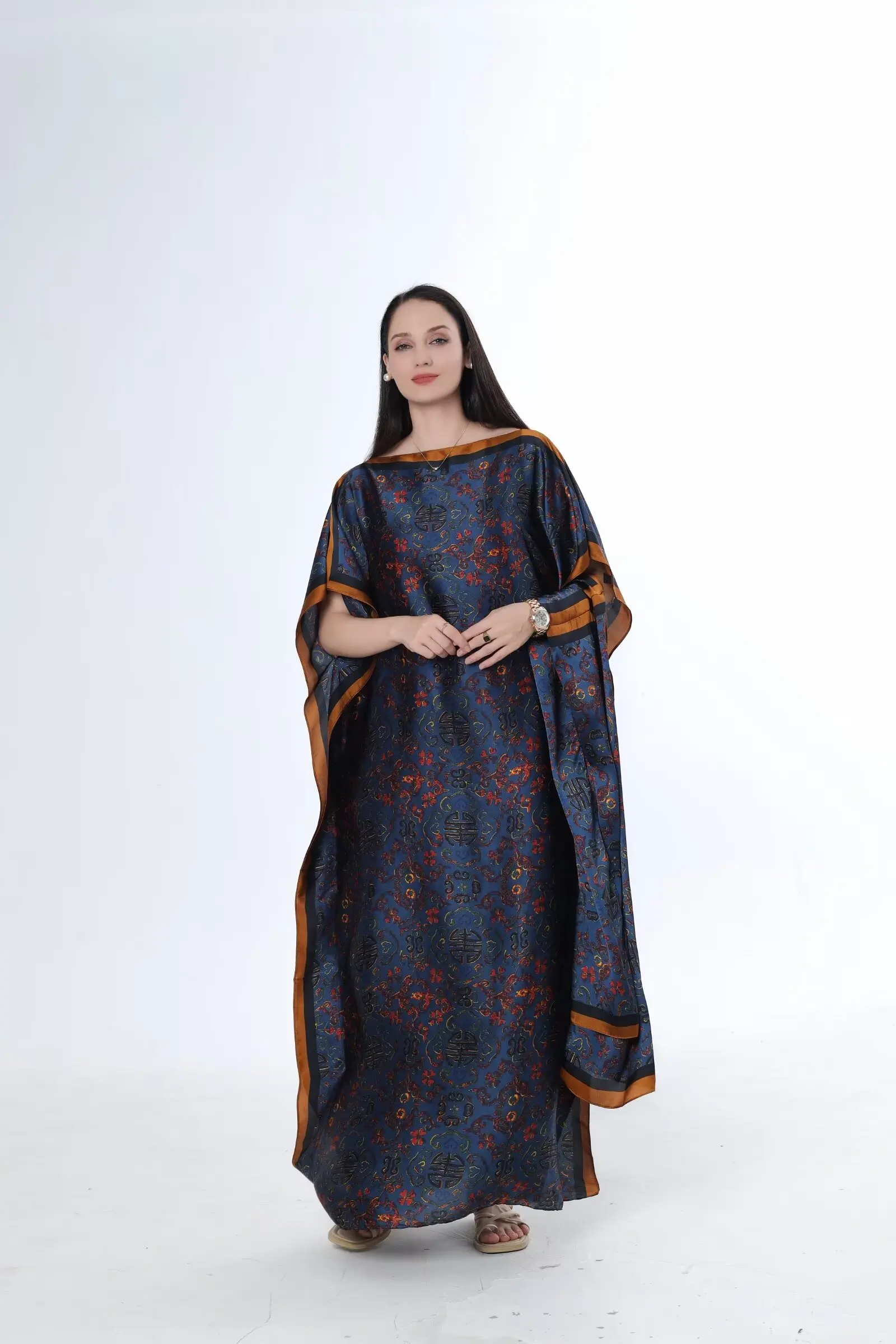 Luxury Ethnic African Dressing Gowns Loose Silky Two Pieces Robe ...