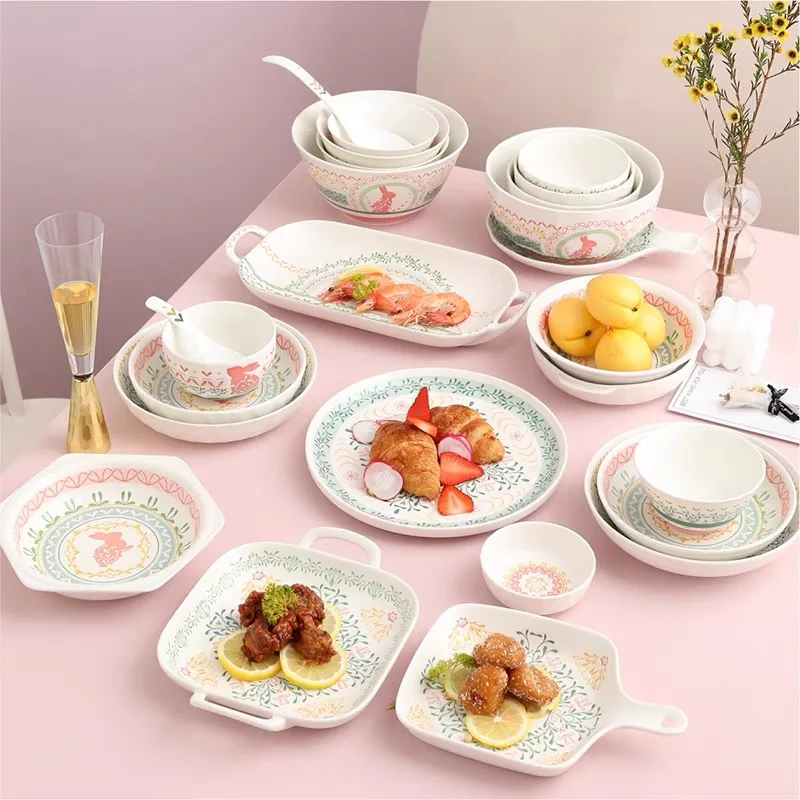 Wholesale Romantic Garden Rabbit Dinner Plate Fine Machine Printed ...