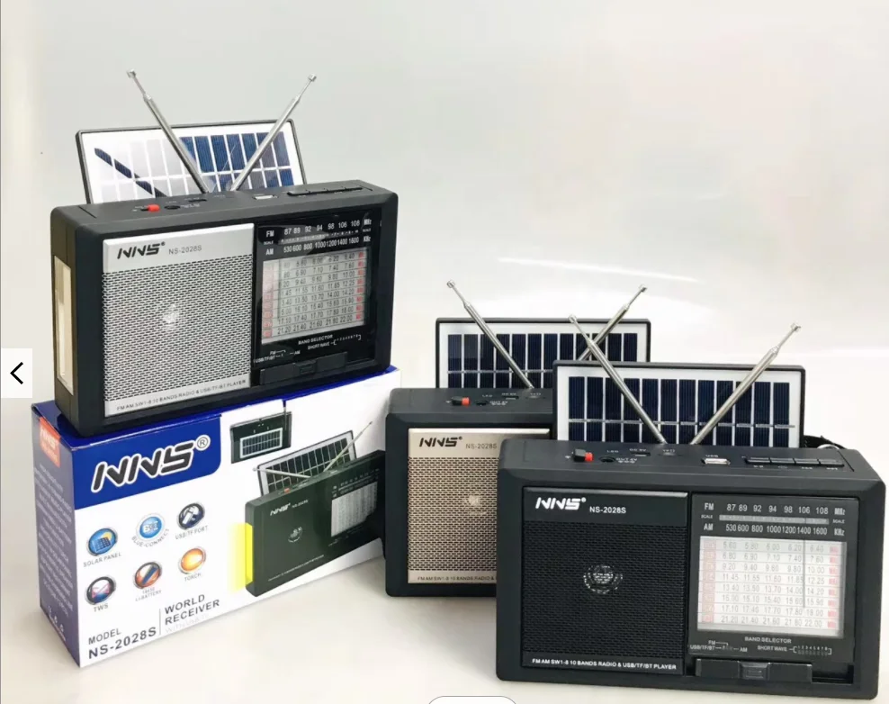 Nns Ns 2028 Fm Am Sw1-8 10 Band World Receiver Solar Panel Flashlight ...