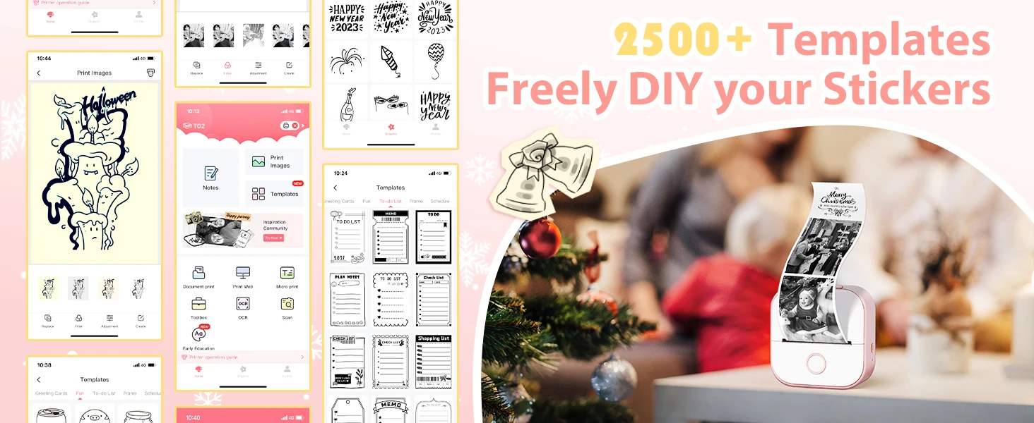 Mini Printer Phomemo T02 Sticky Label Note Photo Thermal Printer Kids ...