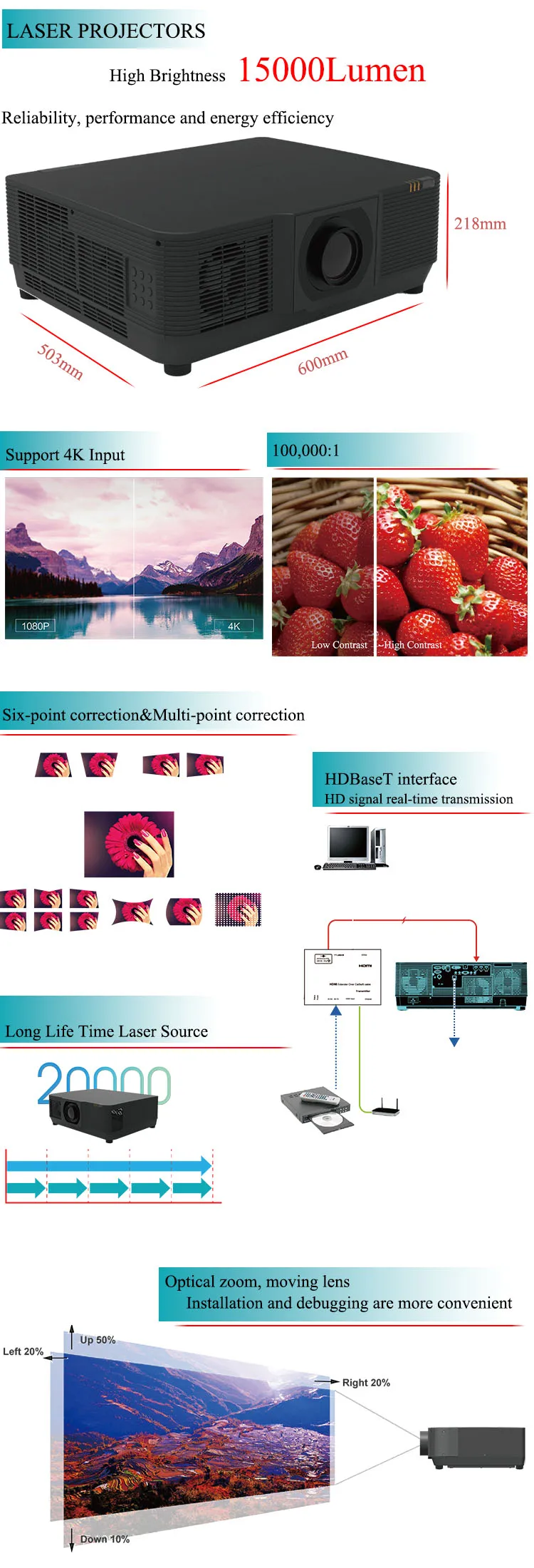 3LCD 4K Laser Projector Mapping 3d Outdoor Projector Projector 15000 ...