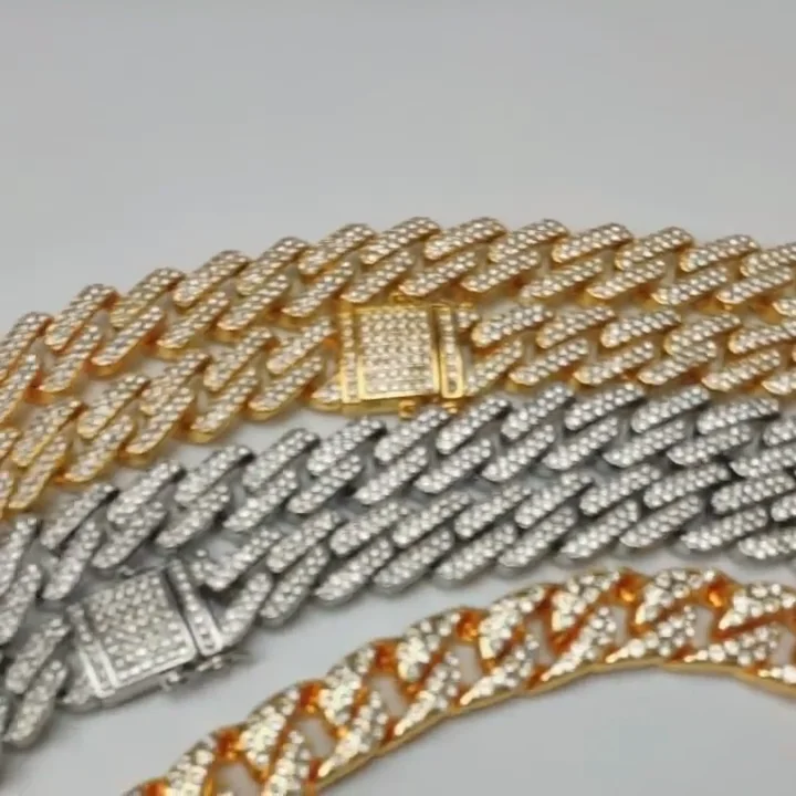 Mens Cuban Link Chain Miami Cuban Necklace 22k Alloy Gold Silver ...