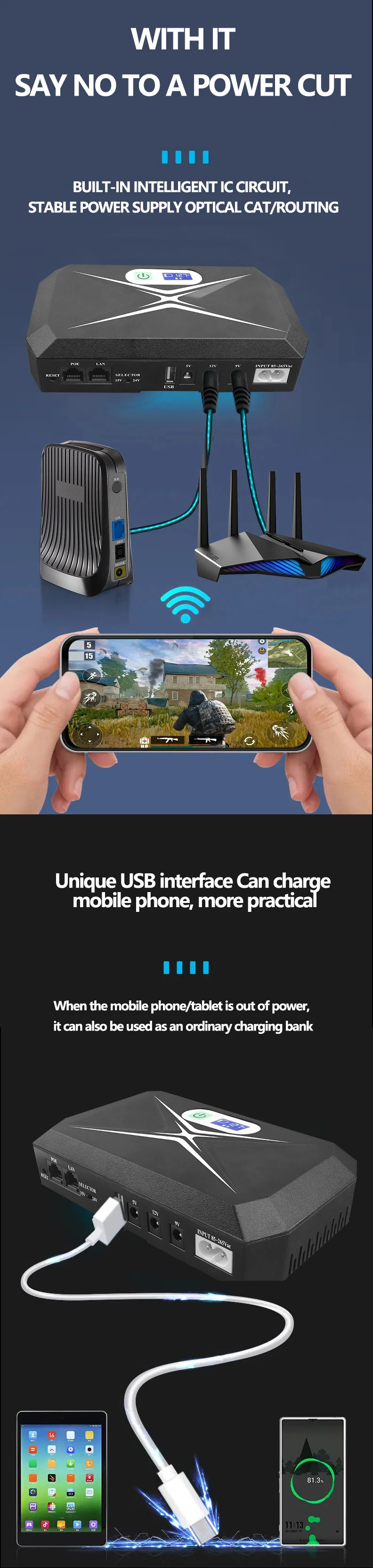 Cw Mini Ups 5v 9v 12v 12000mah 24 Volts Dc Ups Dc-dc Charging Step Up ...