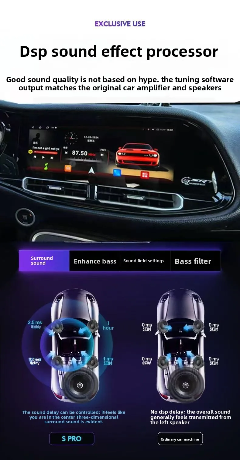 RoadNavi Car Dual Screen for Dodge Challenger Hellcat SRT SPACT Digital ...