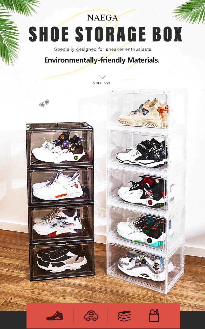 Clear Plastic Modular Shoe Storage System Stackable Dustproof Design ...