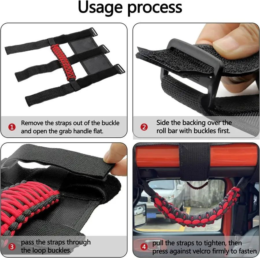 4 X Roll Bar Grab Handles Grip Handle for 4 Doors Jeep Wrangler YJ TJ ...
