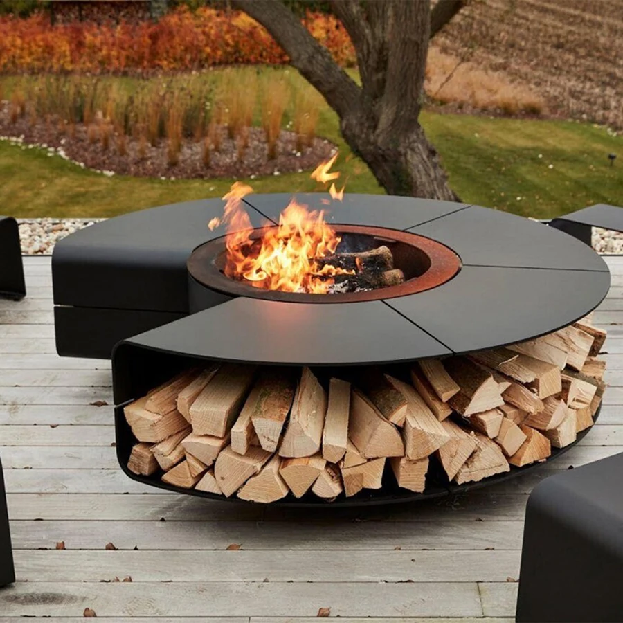 Custom Black Steel Burning Patio Backyard Indoor Outdoor Firepit Burner ...
