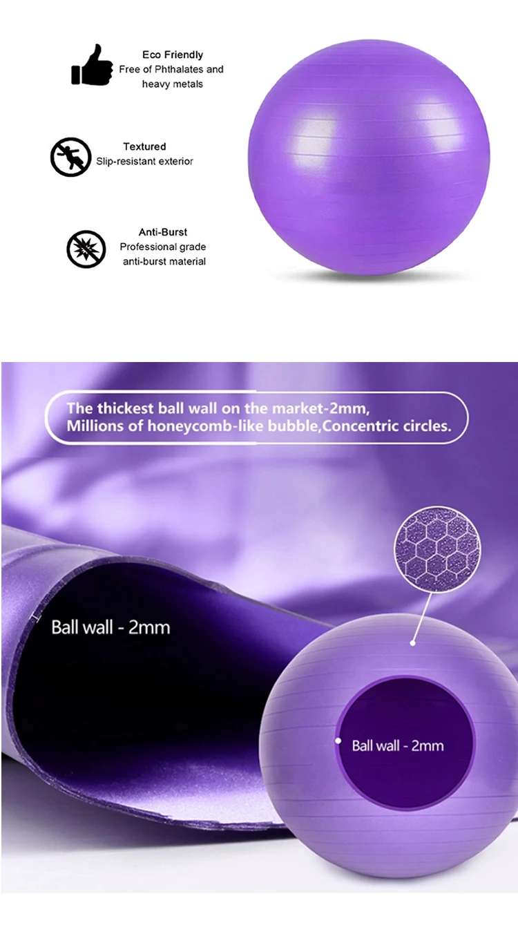 Fitness Gym 75cm 95cm 120cm Fit Ball Multicolor Pvc Pilates Yoga ...