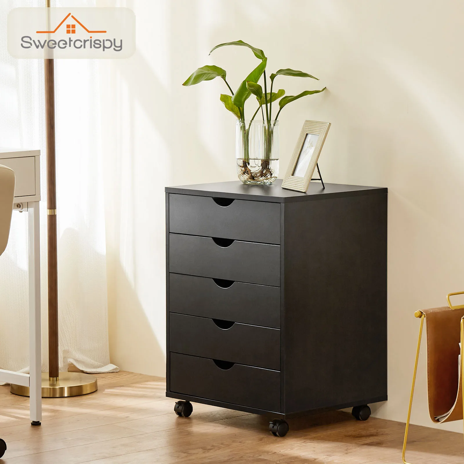 Holz Akten schrank Mobile Lateral Filing Cabinet Druckerst ander mit offenen Lager regalen fur Home Office 5 Schubladen Alibaba