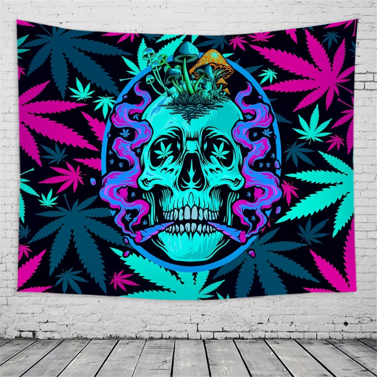 Hippie Cartoon Character UV Reactive Tapestry DJ Music Wall Blanket ...