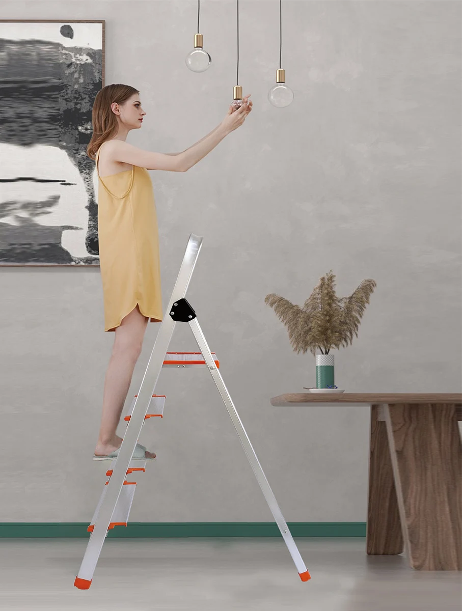 Single Side Household Aluminum Ladder Folding Wide Steps Ladder For ...