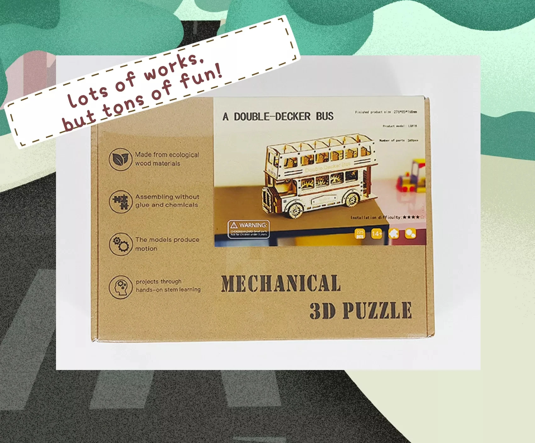 Diy 3d Wooden Puzzle Tour Bus Model For Kids' Development & Oem
