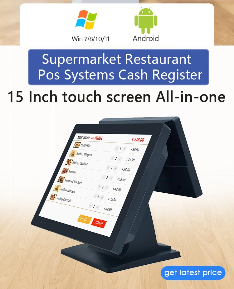 Touch Screen Pos Systems Register Machine Fast Food All In One Touch Pos System Hardware With ...