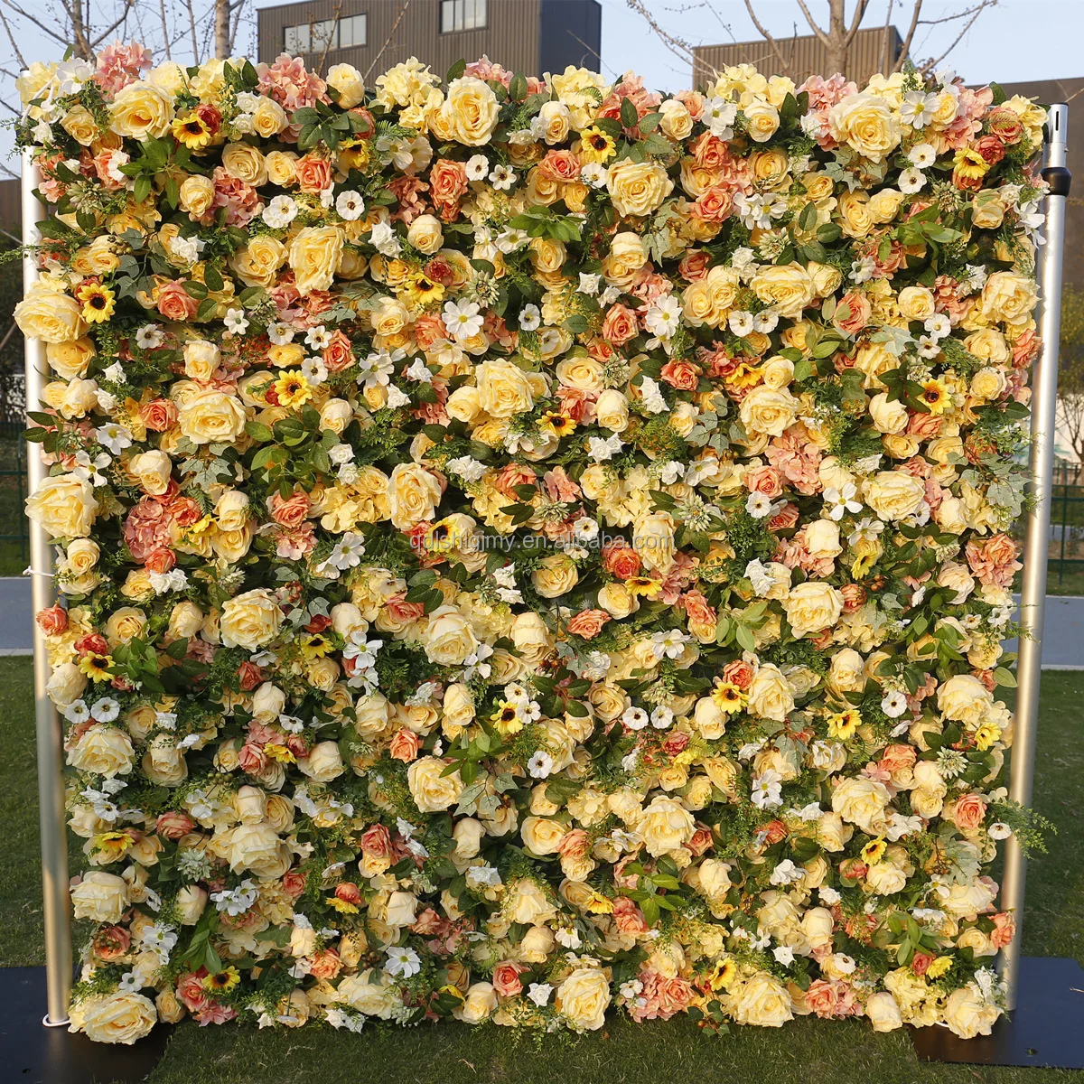 White Rose Flower Wall Backdrop 8ft X 8ft Floral Wall Panel Wedding ...