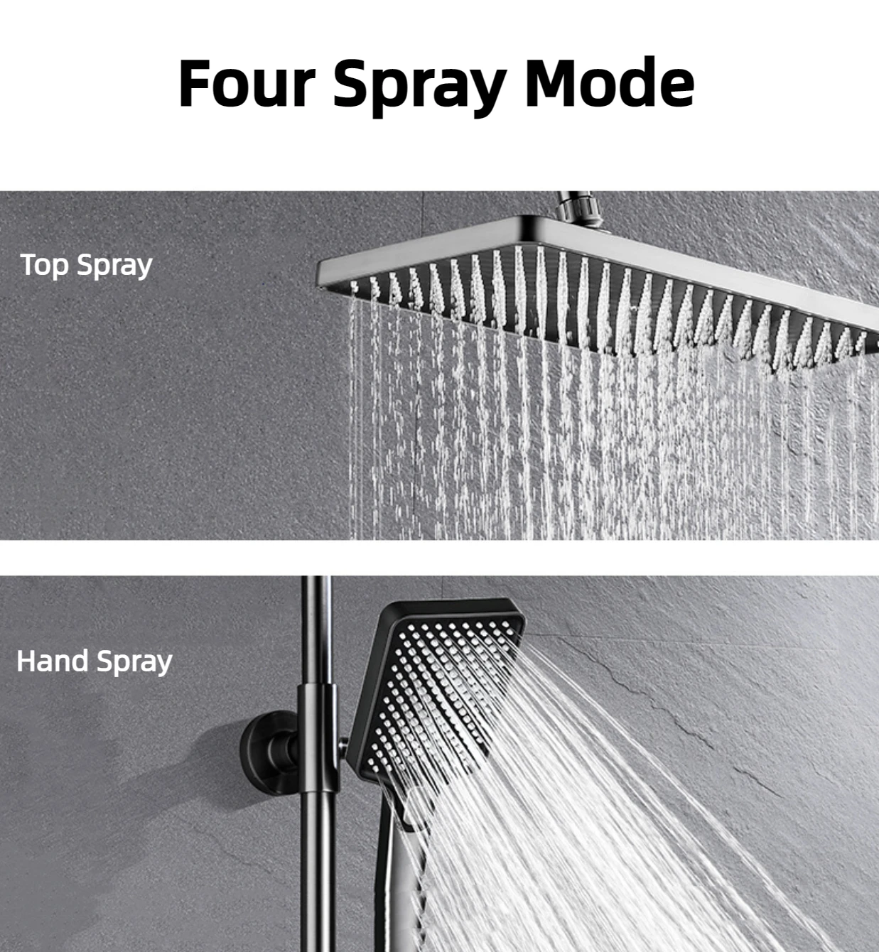 Luxury Piano Key Rainfall Shower Head with Handheld Spray, Adjustable ...