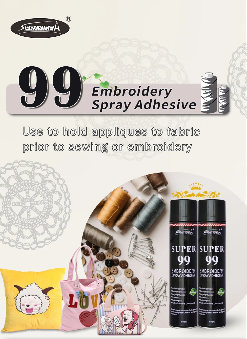 Sprayidea Super 99 - Temporary Adhesive for Fabric Projects