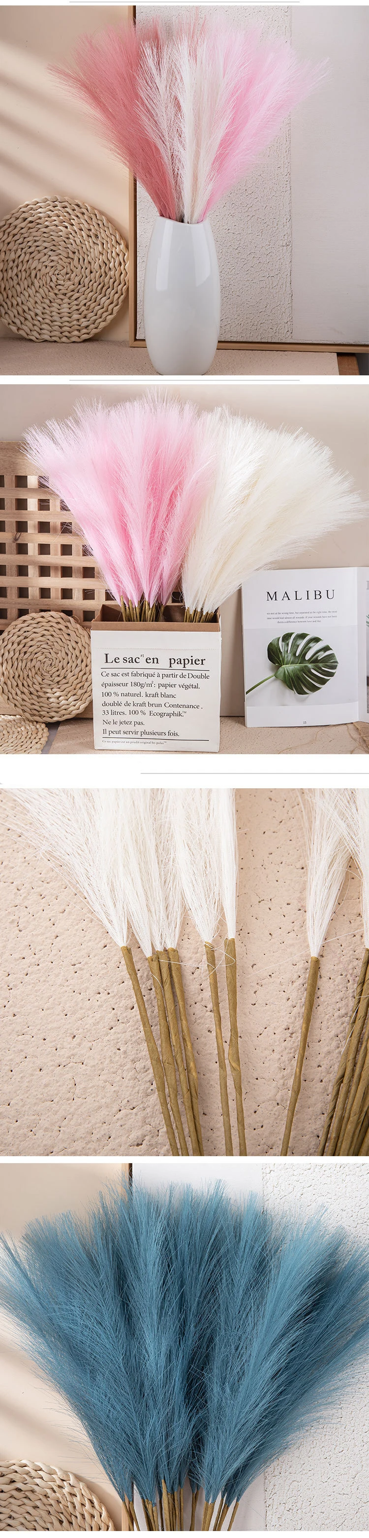 Tall Reed Fluffy Stems Vase Filler Colorful Boho Decor Fluffy ...