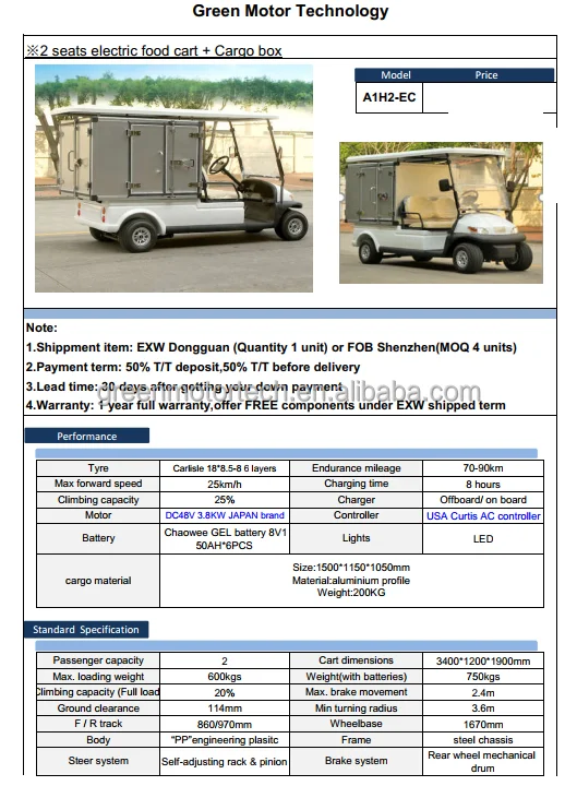 Factory Powerful Electric Golf Buggy Food Catering or Housekeeping Club ...