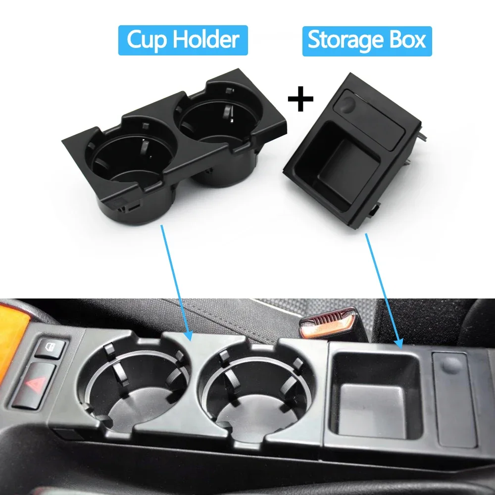 One Set Car Front Center Console Drink Water Cup Holder Storage Coin ...