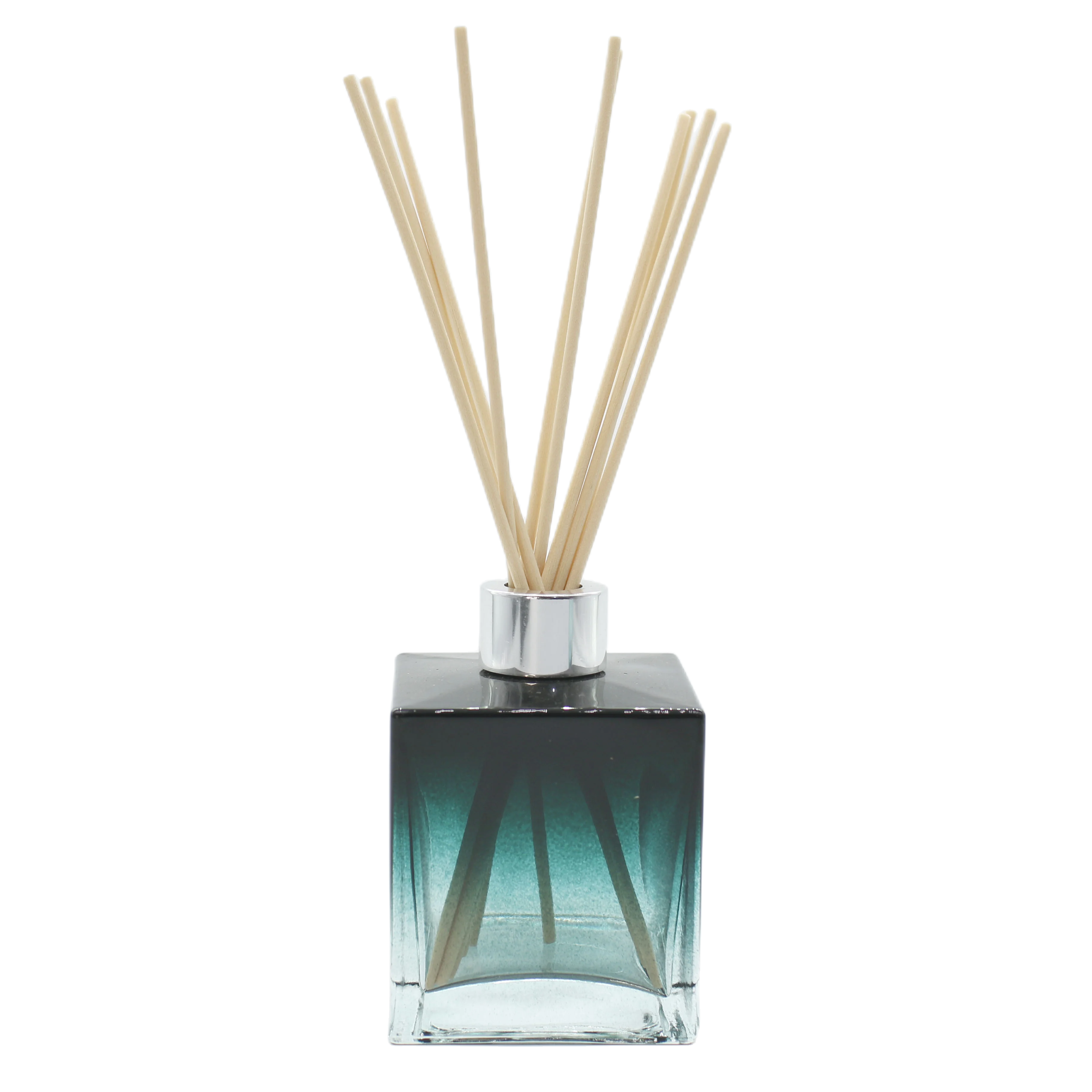 200ml Square Green Glass Diffuser Bottle With Fiber Sticks For ...