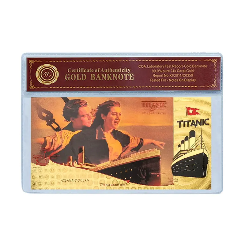 Wholesale Romantic Titanic Gold Foil Banknote Plastic Gold Plated ...