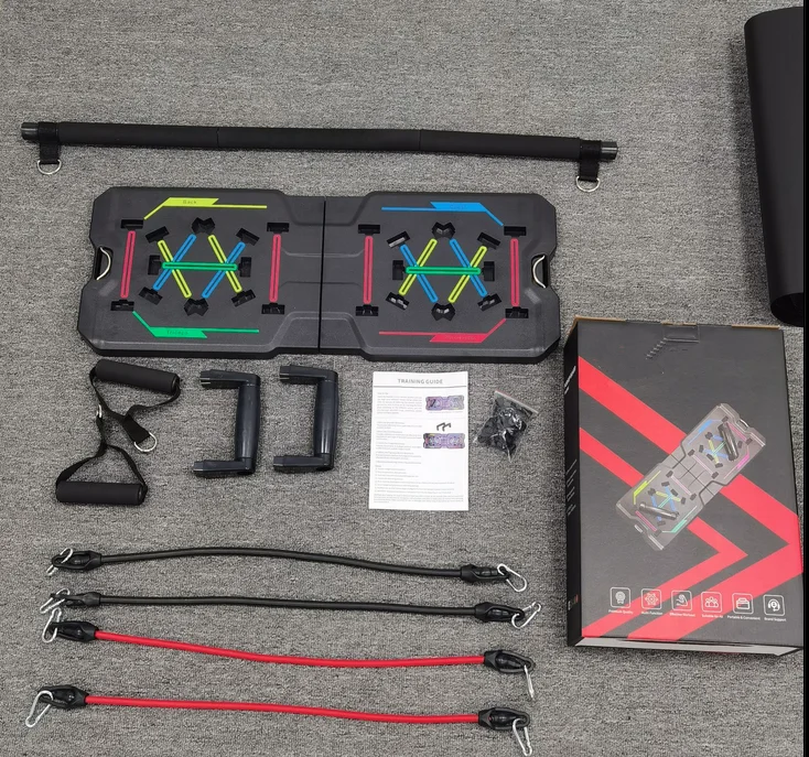 Wellshow Portable Home Gym Equipment Push Up Board Set With 19 Gym ...