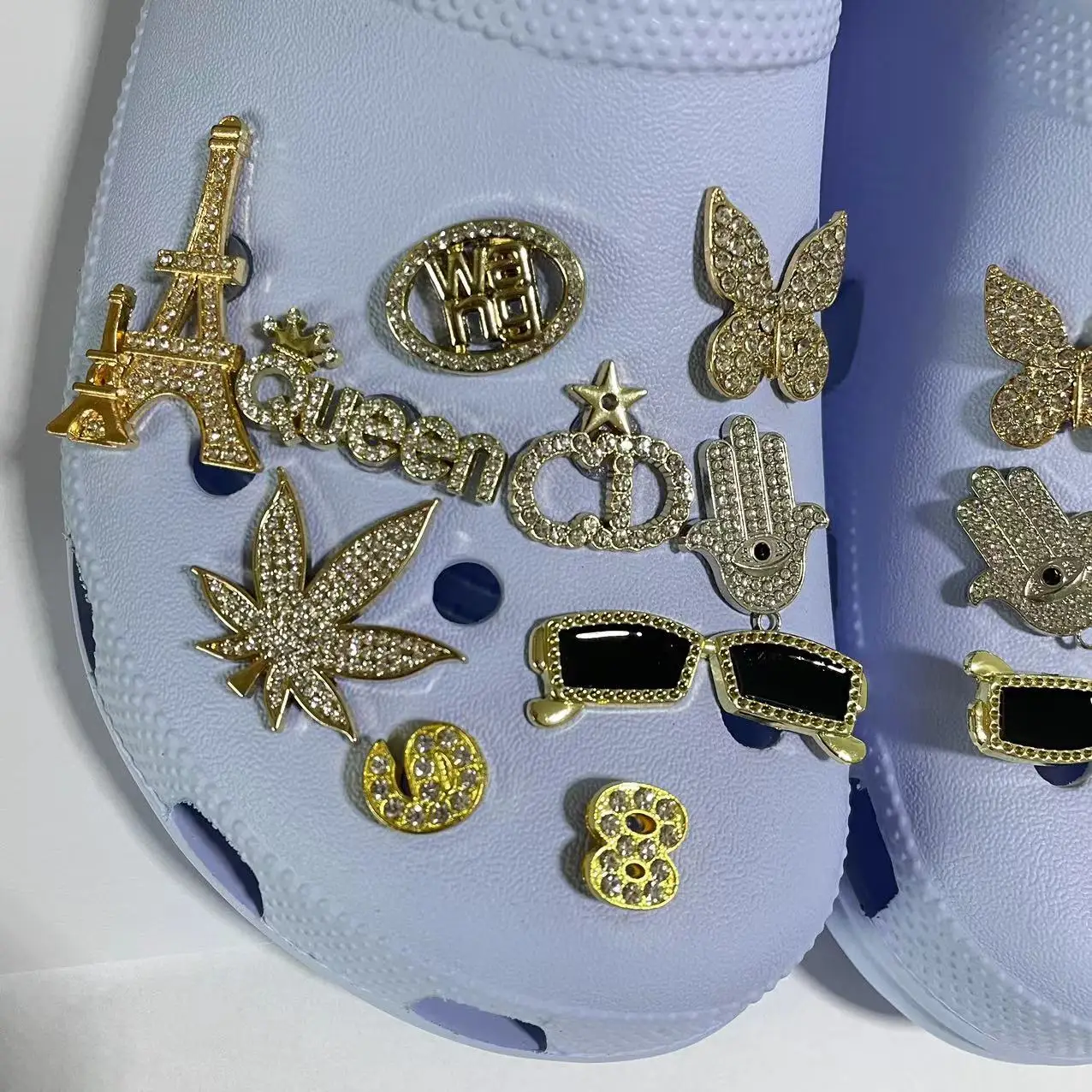 2024 Shoe Accept Customization Wholesale Sandal Unisex Black Bling ...