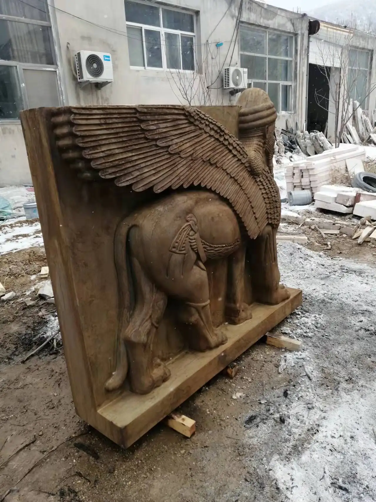 Assyrian Bull Statue - Natural Marble Stone Babylon Sculpture