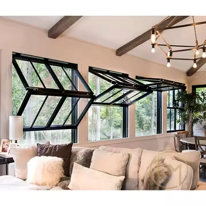 Wholesale Commercial Black Vertical Up Bi-folding Windows Double Glass ...