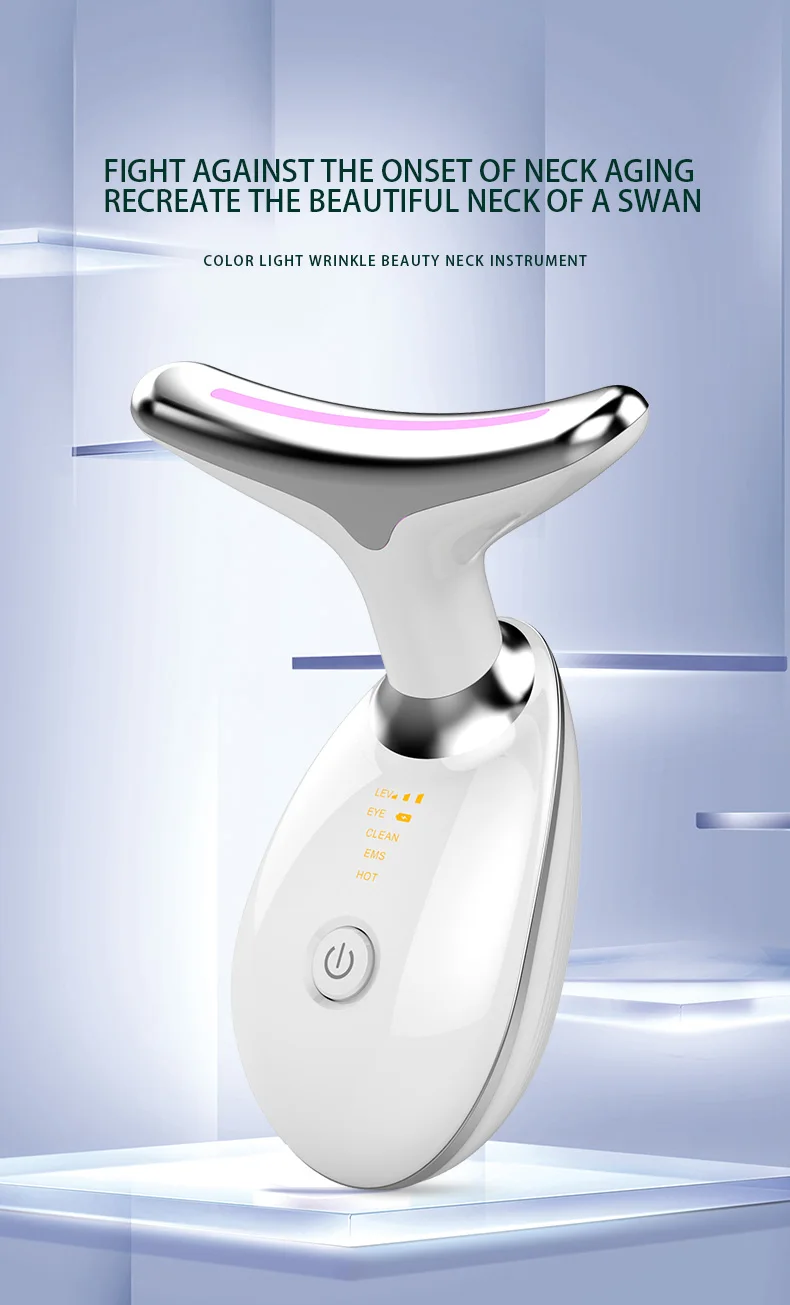 Neck Beauty Device Portable Ems Neck Massager Skin Tightening Led ...