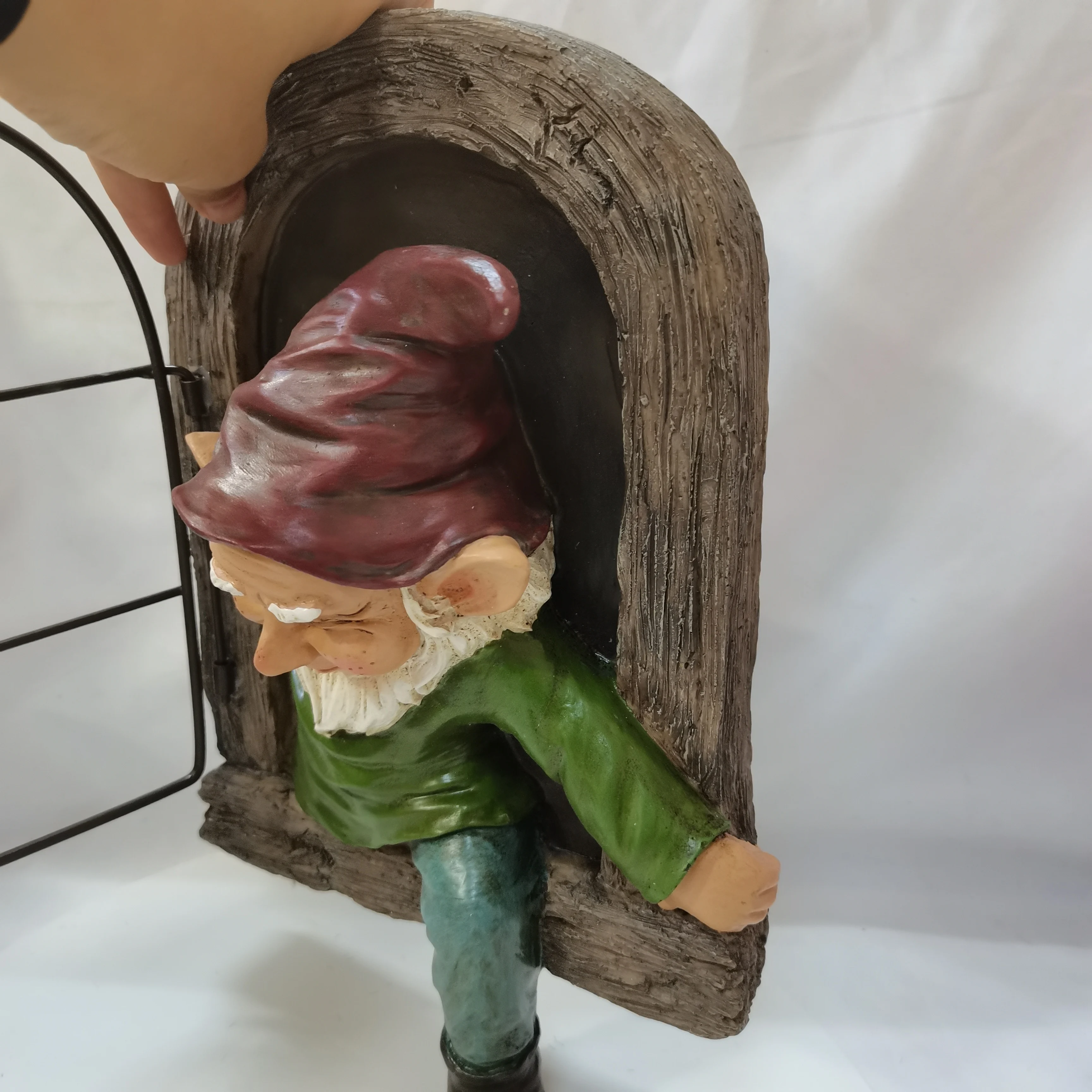 Dwarf House Window Tree Sculpture Elf Out the Door Tree Hugger