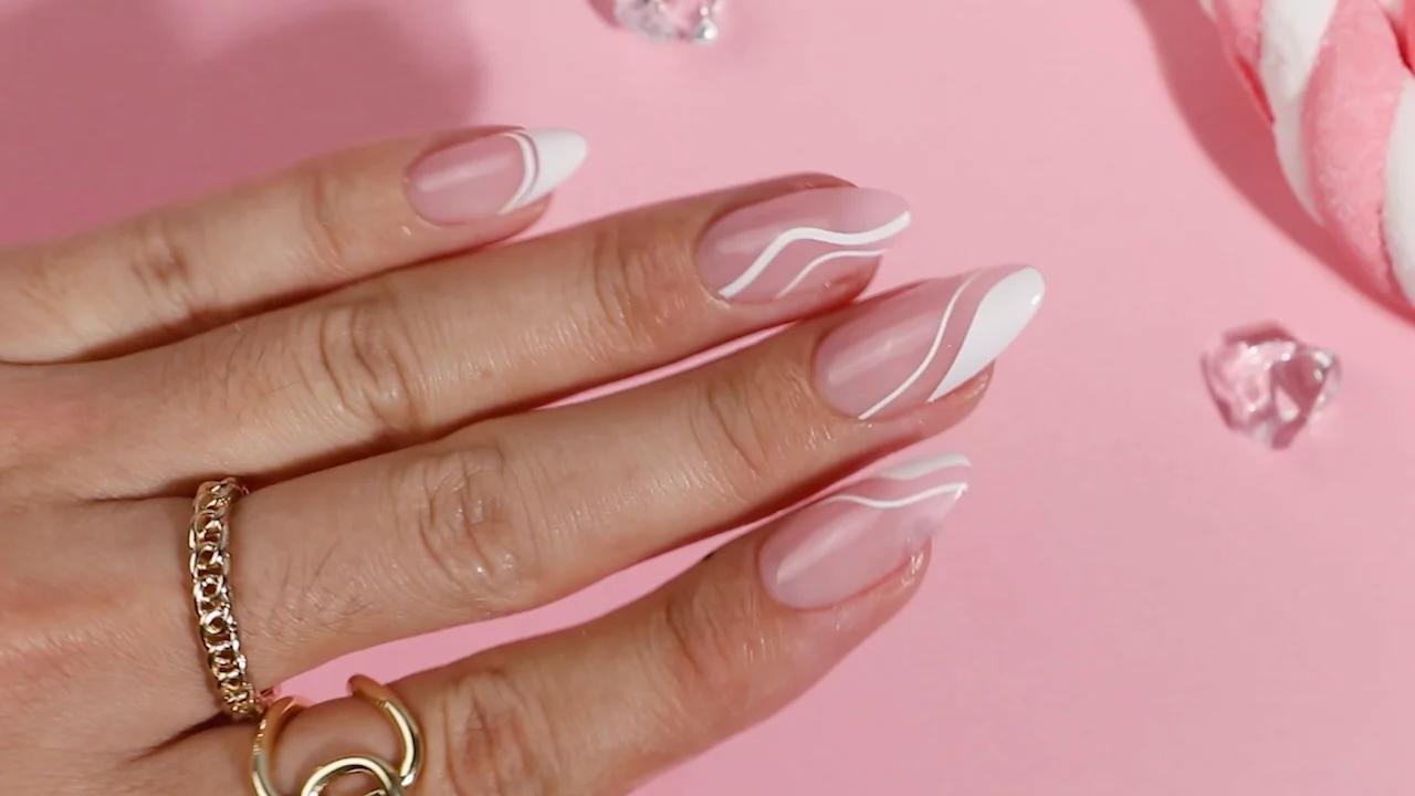 Private Label 30pcs Long Swirl Nails Press On Custom French Pink Almond ...