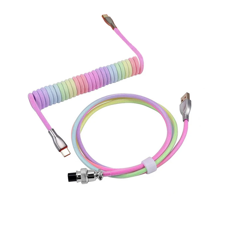 Custom Mechanical Keyboard Cable USB to C-Type Coiled Aerial Cable ...