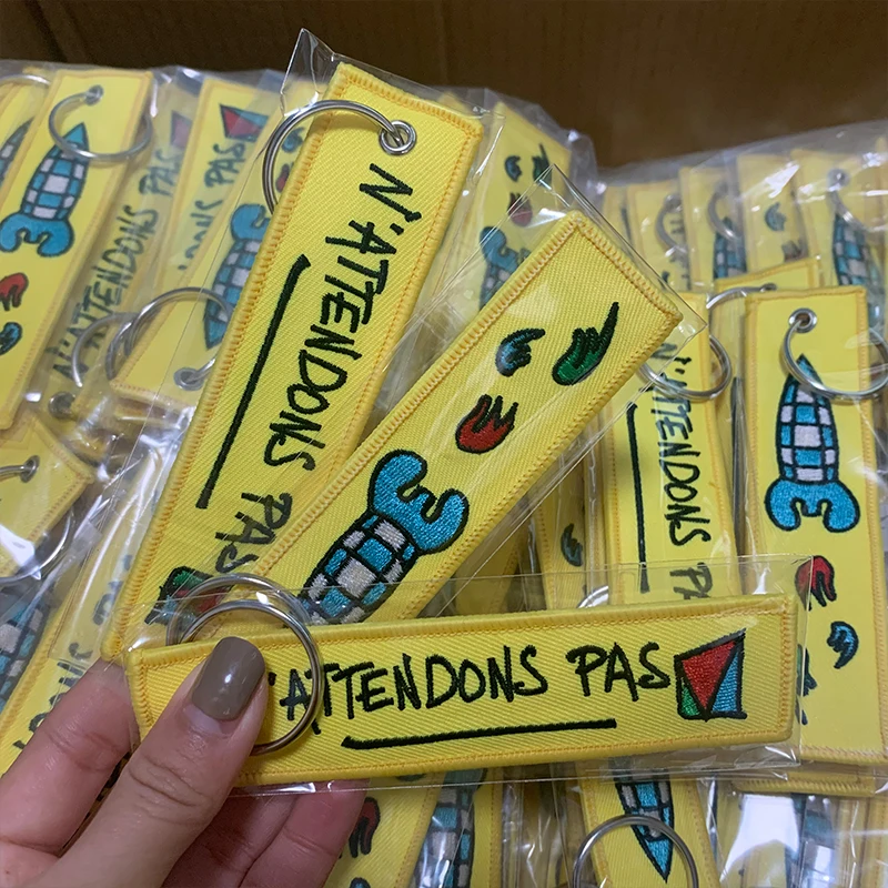 Custom Logo Woven Embroidered Short Keychain Lanyard Motorcycle Wrist ...