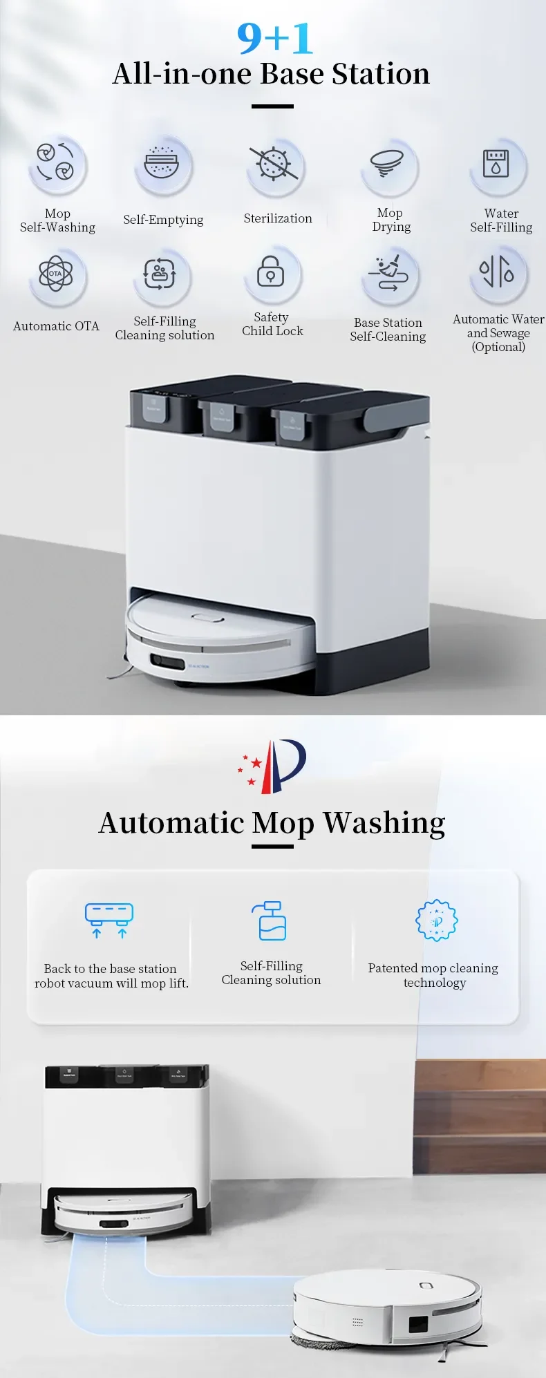 Hot Sell Auto Self-Cleaning Vacuum Electric Lift Mop Smart Features ...