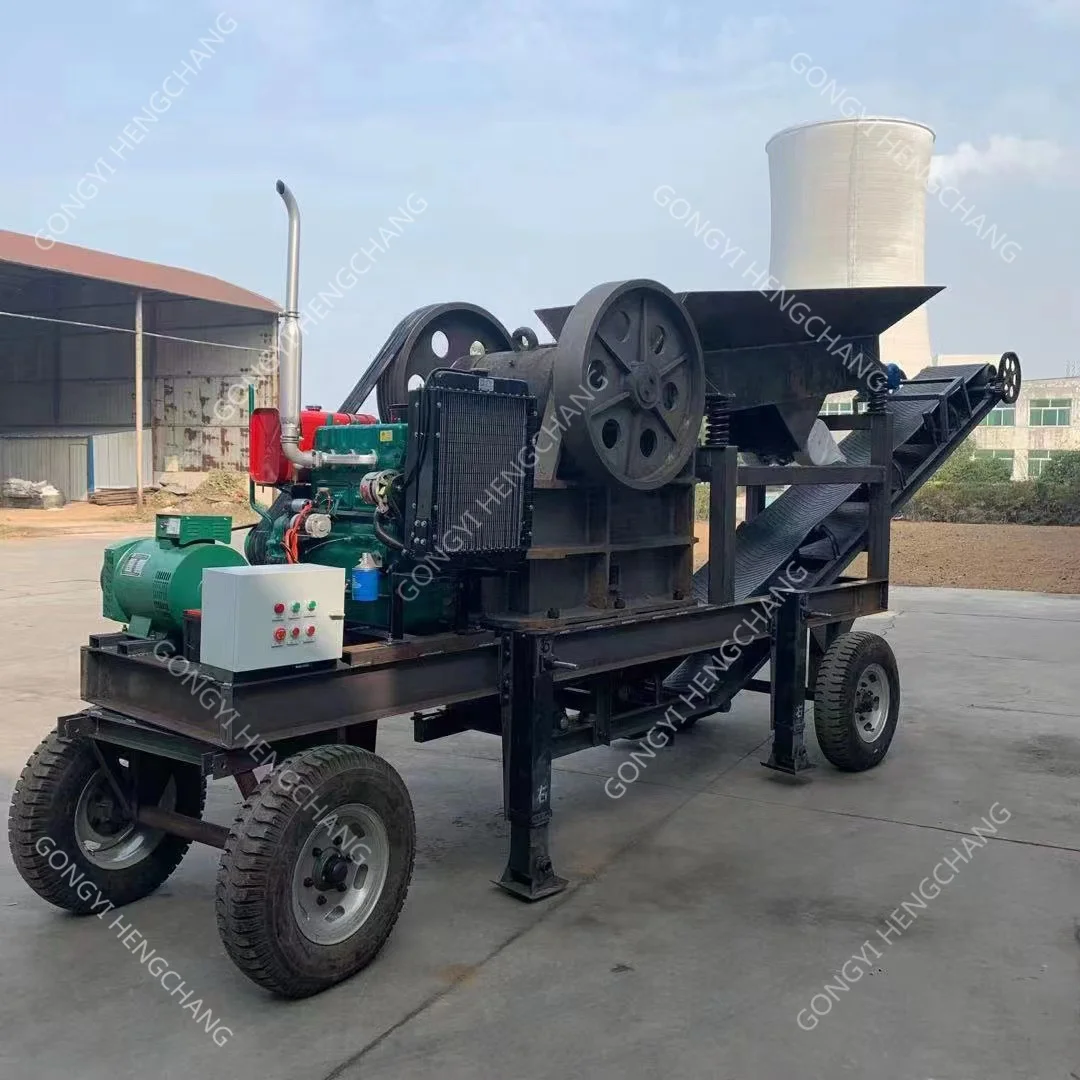 Portable Mobile Diesel Engine Rock Limestone Stone Crushing Machine Jaw ...