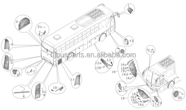Luxury New Design Universal Side Mirror Bus 0192 Bus Spare Parts ...
