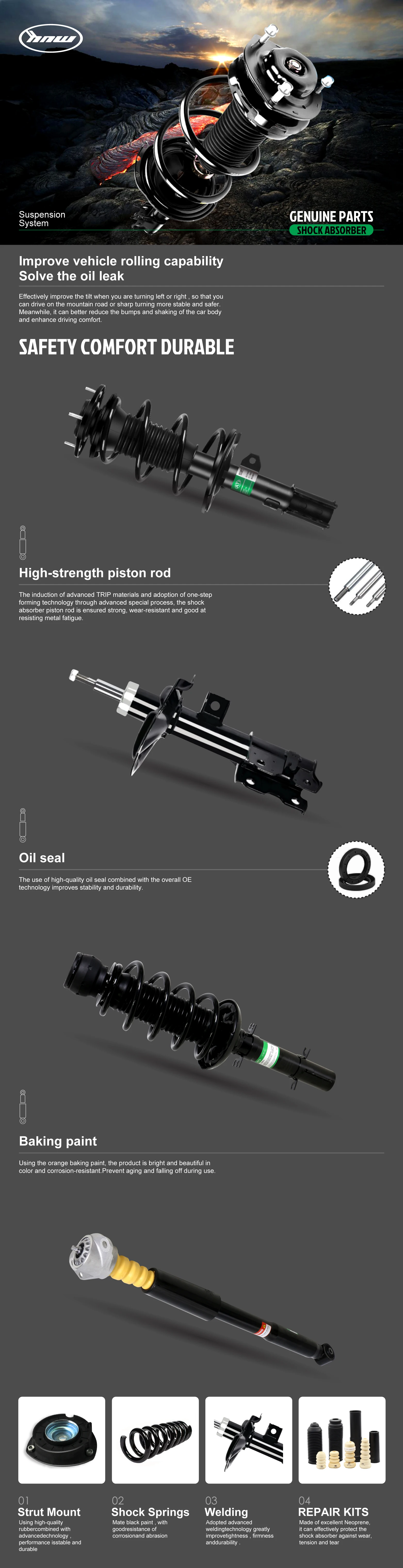 Chassis System Durable Shock Absorber 8k0513035aj Use For Audi A4l B8 ...