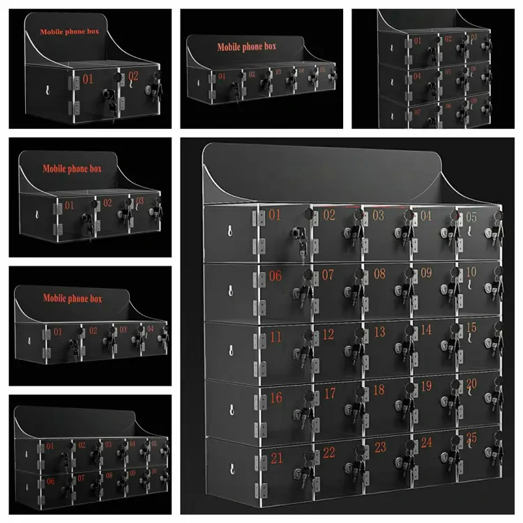 Acrylic Cell Phone Storage Locker Clear Wall Mounted Cell Phones ...