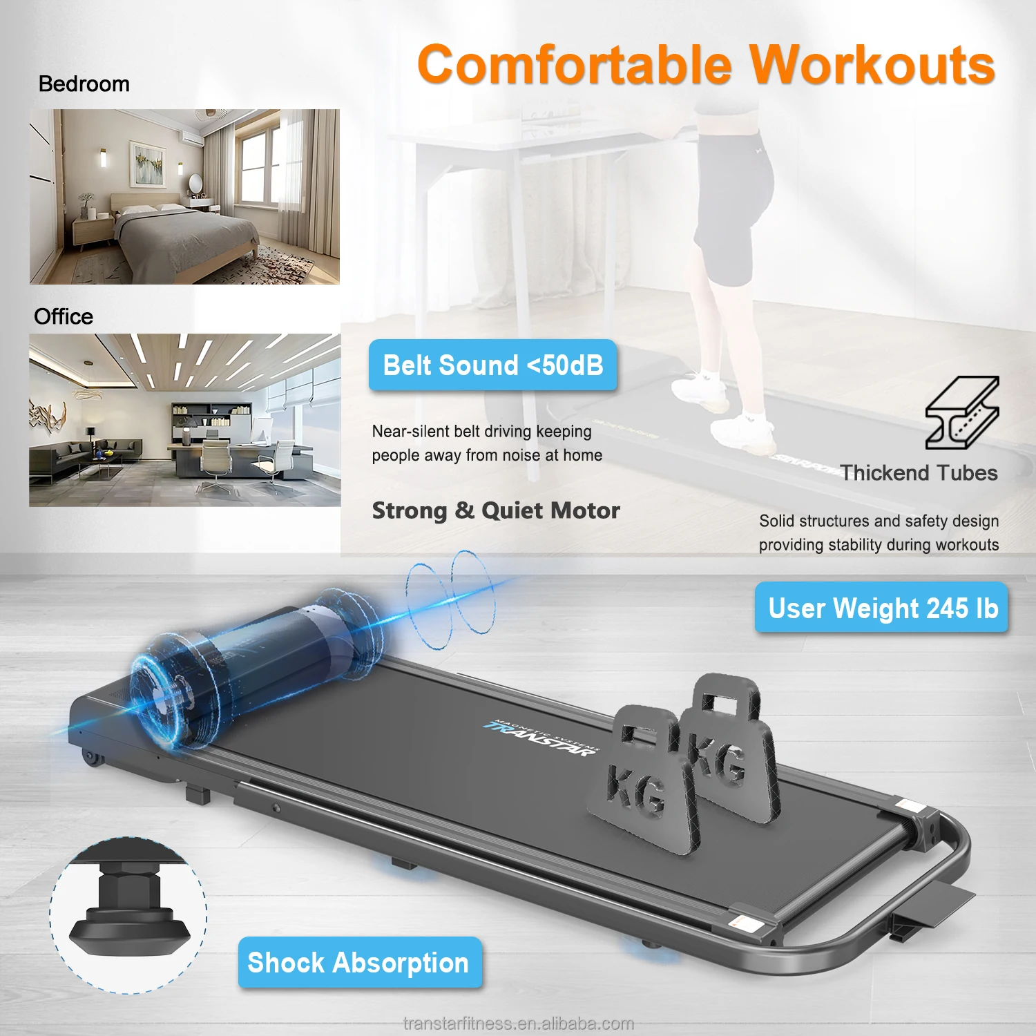 Portable Compact Treadmill Electric Walking Pad Running Machine Mini ...